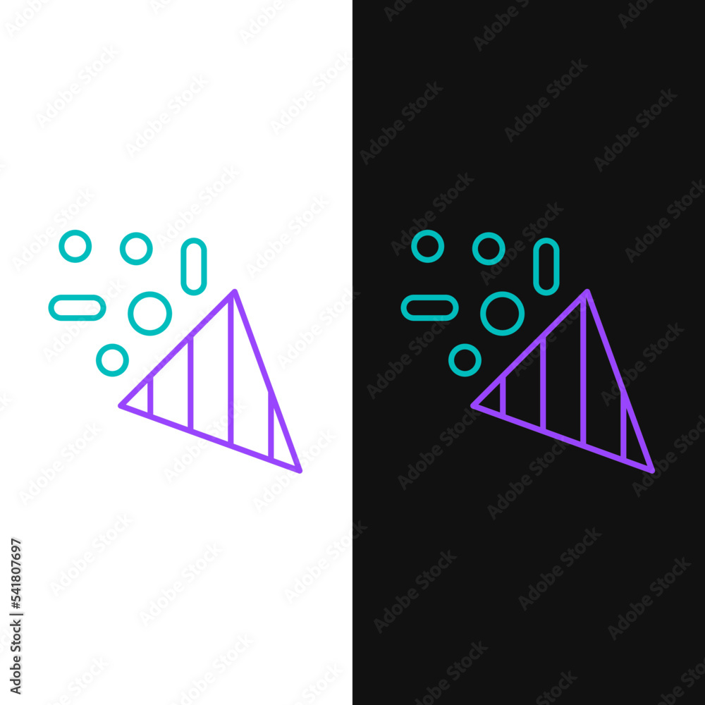 Line Festive confetti icon isolated on white and black background ...