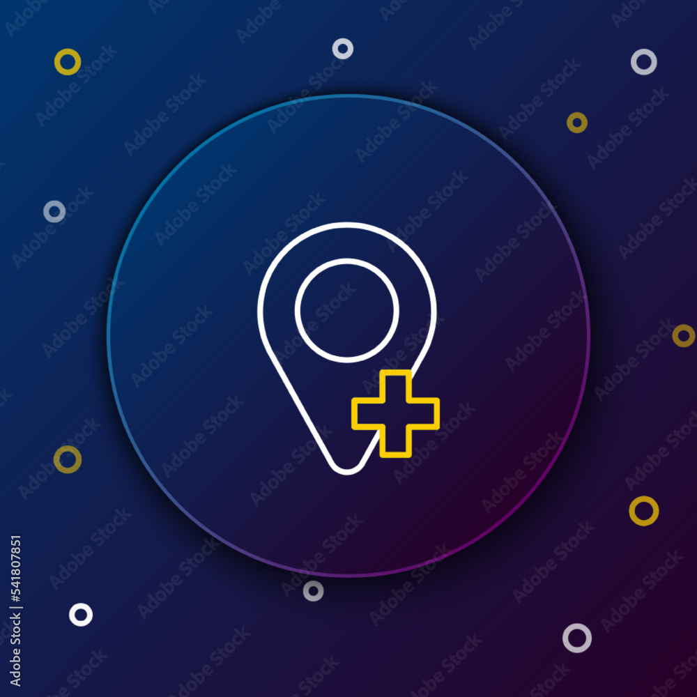 Line Map pin icon isolated on blue background. Navigation, pointer ...