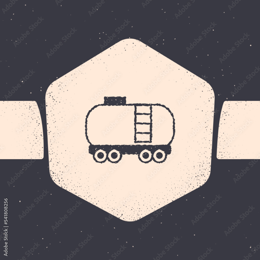 Grunge Oil railway cistern icon isolated on grey background. Train oil ...