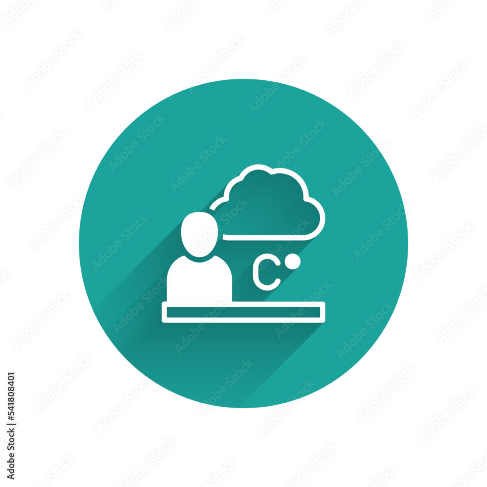 White Weather forecast icon isolated with long shadow background. Green ...