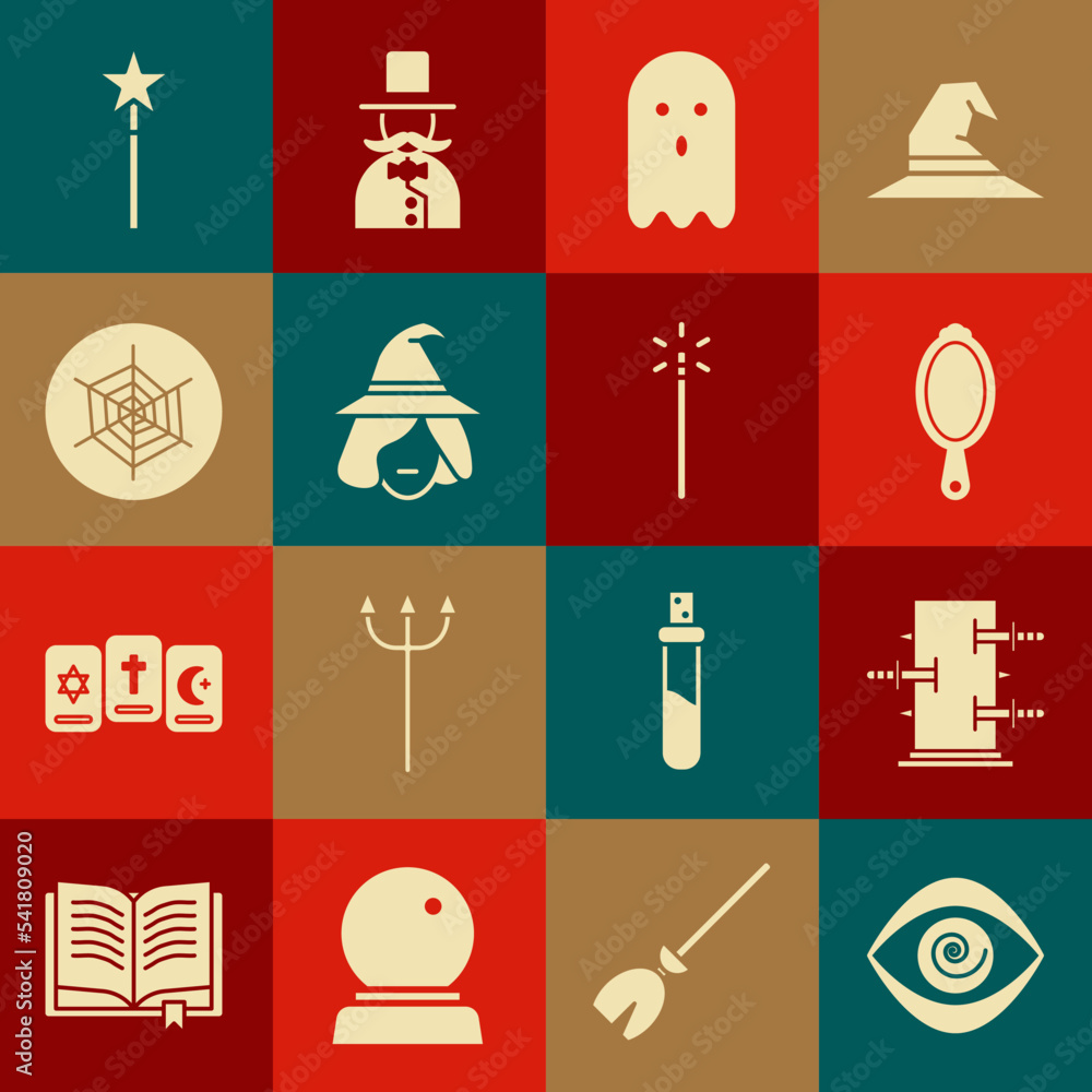 Set Hypnosis, Trunk for magic tricks, Magic hand mirror, Ghost, Witch ...