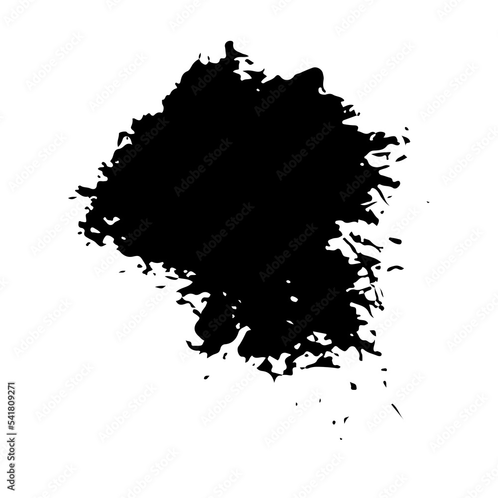Abstract black spot on a white background, blot, brush stroke. Vector ...