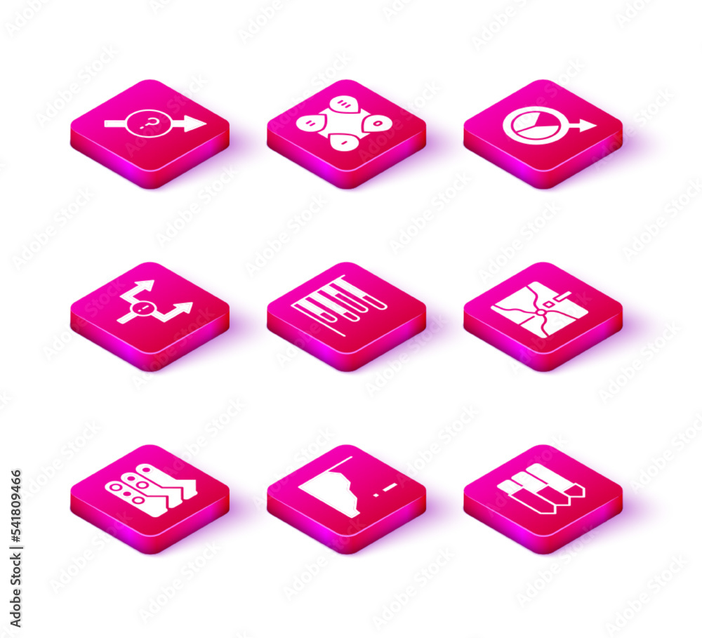 Set Graph, chart, diagram, Financial growth decrease, Arrow, Pie infographic, Intersection point ...