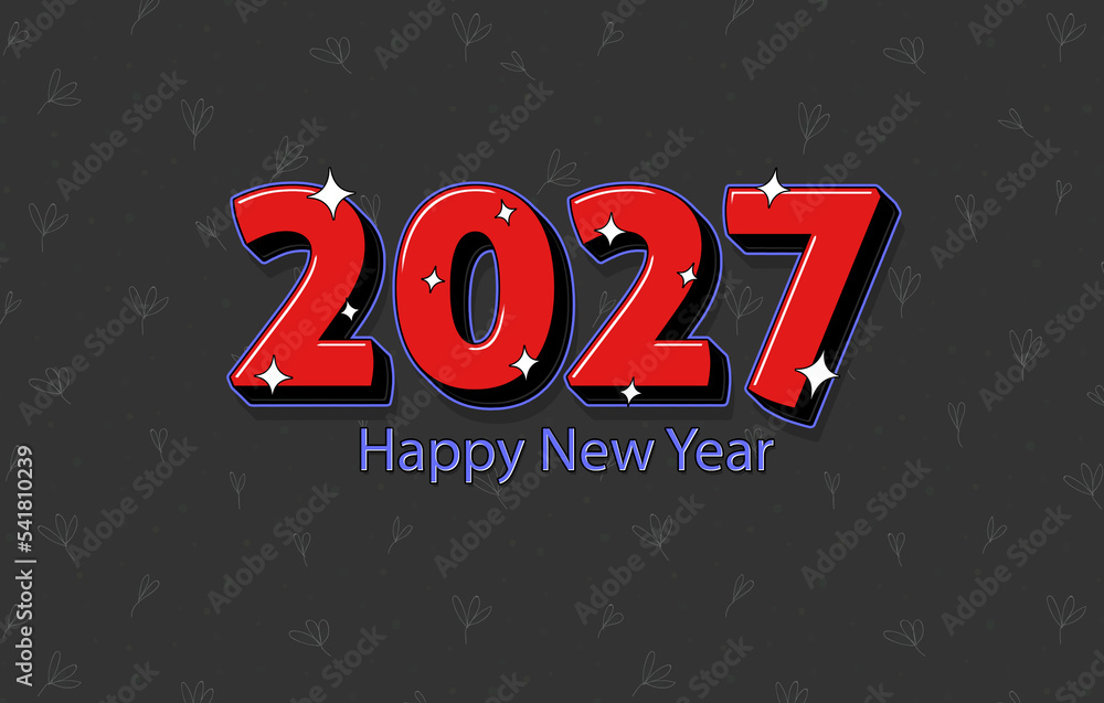 Happy New Year 2027 Numbers Written In a Red Bold Font On Floral ...