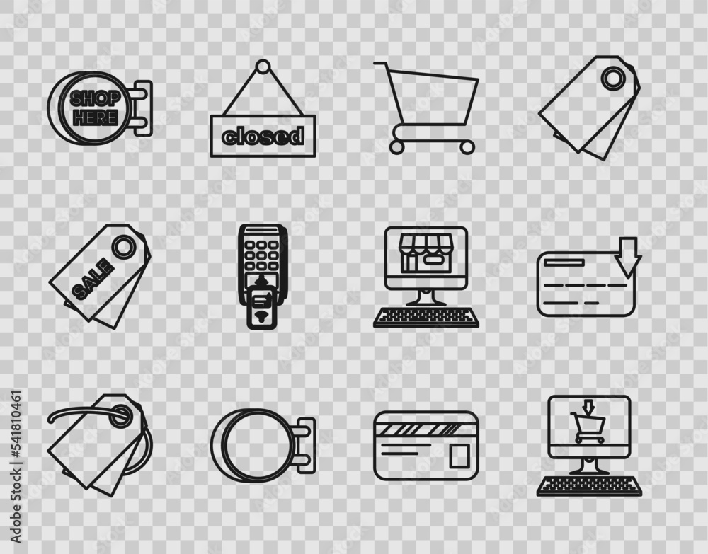 Set line Blank label template price tag, Signboard hanging, with ...