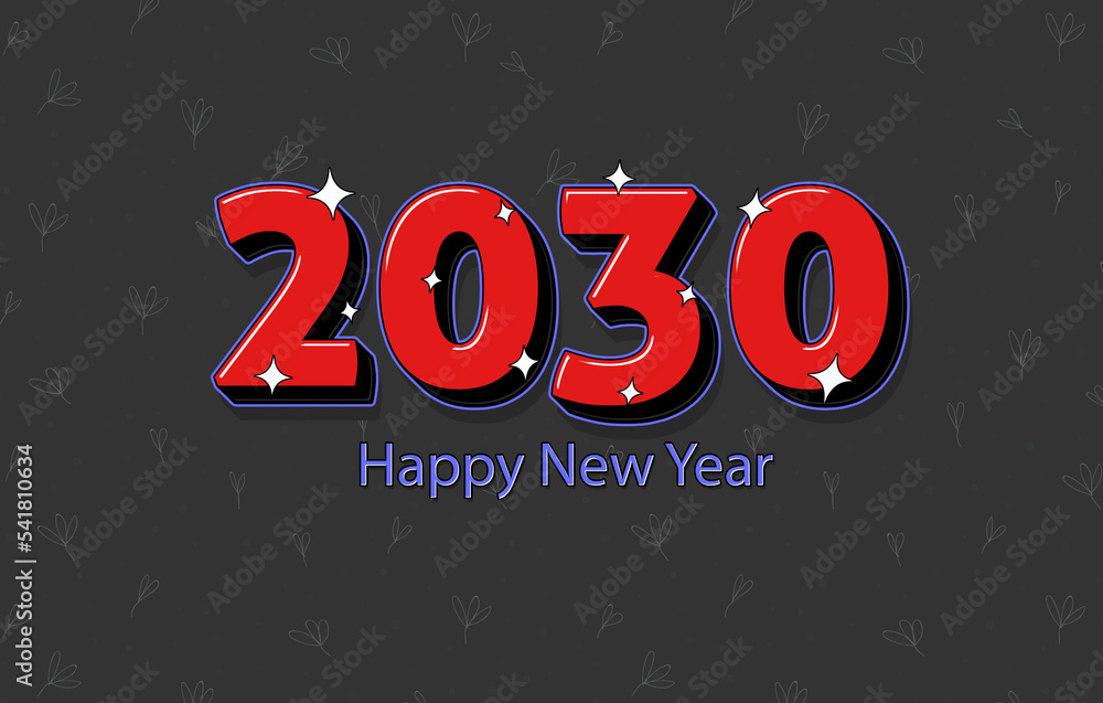 Happy New Year 2030 Numbers Written In a Red Bold Font On Floral ...