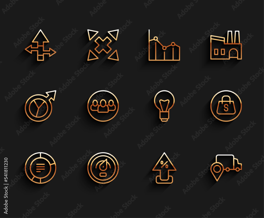 Set line Pie chart infographic, Digital speed meter, Arrow, Percent up ...