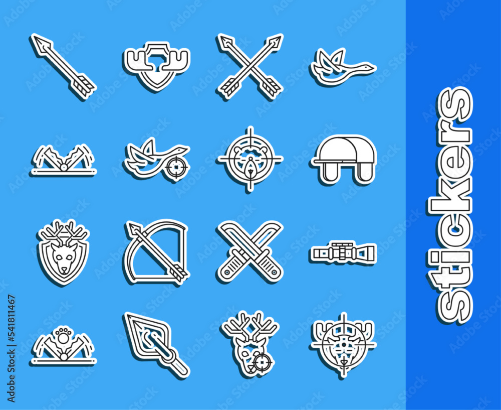 Set line Hunt on moose with crosshairs, Sniper optical sight, Hunter ...