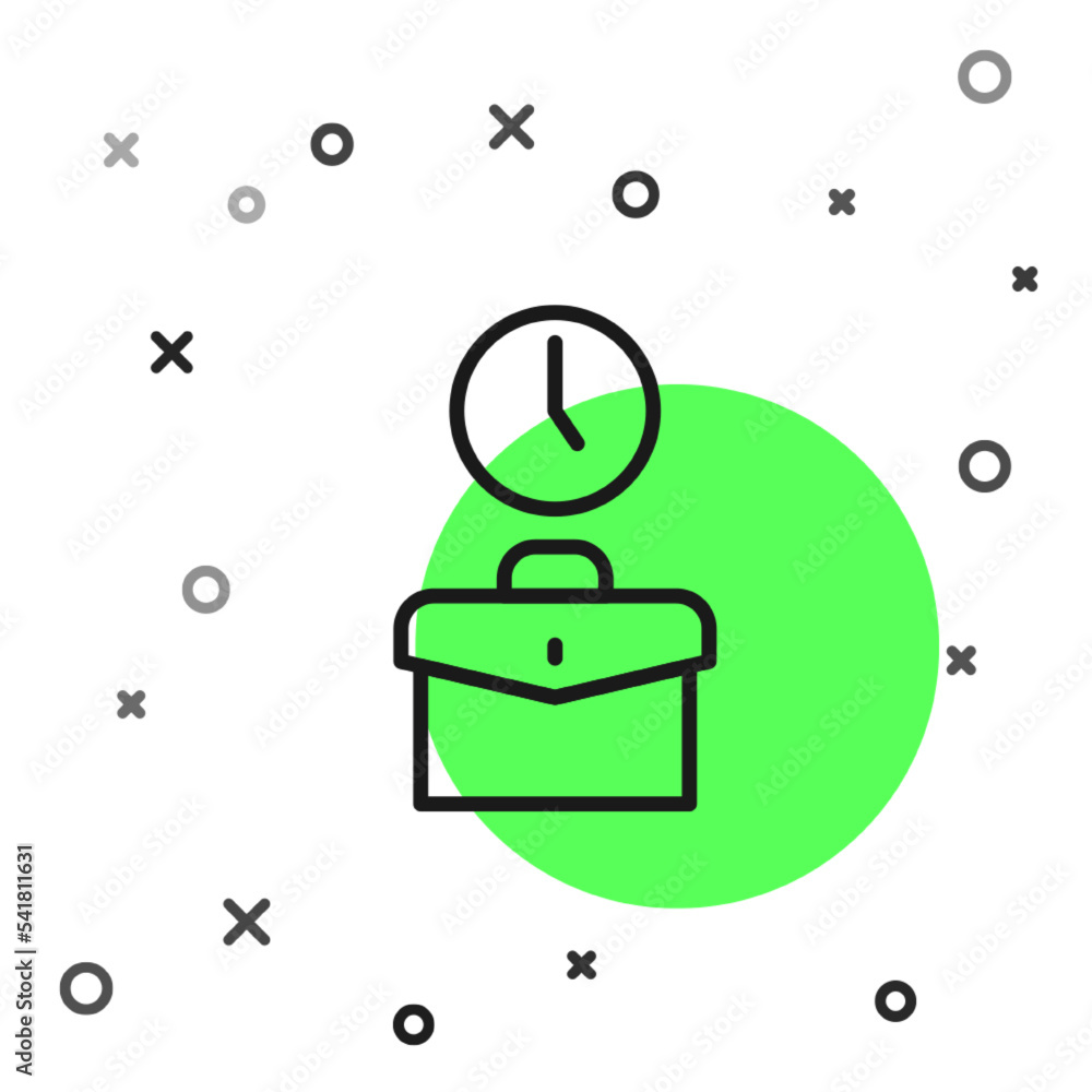 Black line Work time icon isolated on white background. Office worker ...