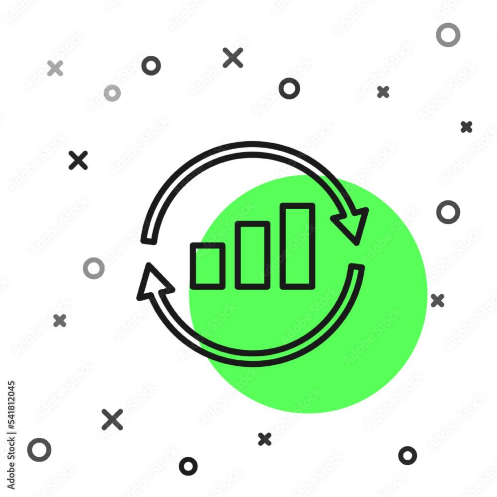 Black line Graph, schedule, chart, diagram, infographic, pie graph icon ...