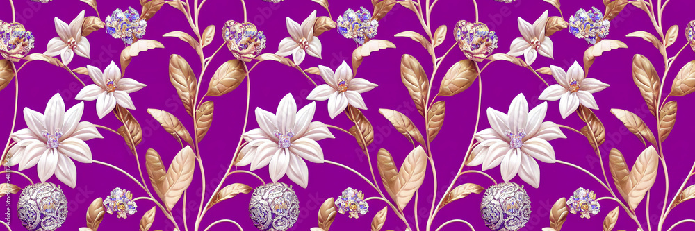 Beautiful floral jewelry wallpaper. Seamless repeat pattern for ...