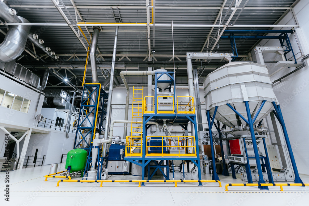 Large modern industrial automated coffee processing plant Stock-Foto ...