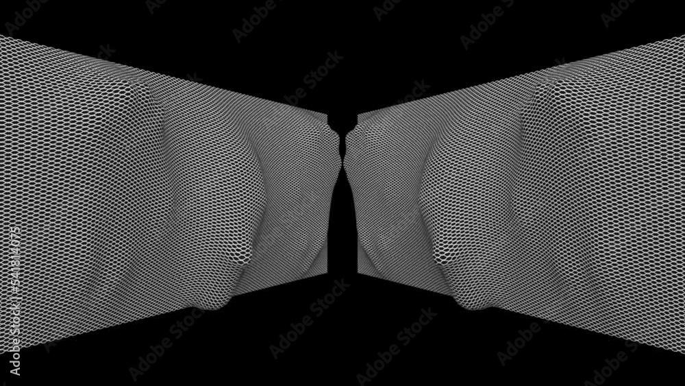Mesh 3D animation for the show. Grid texture. Human head and hands ...