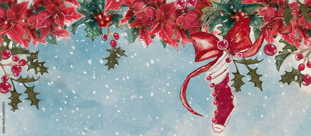 Christmas watercolor background. design element Stock Illustration ...