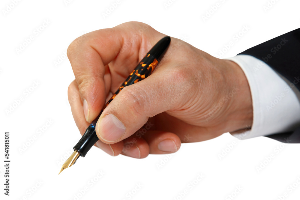 Gesture series: manager signs with fountain pen. Stock Photo | Adobe Stock
