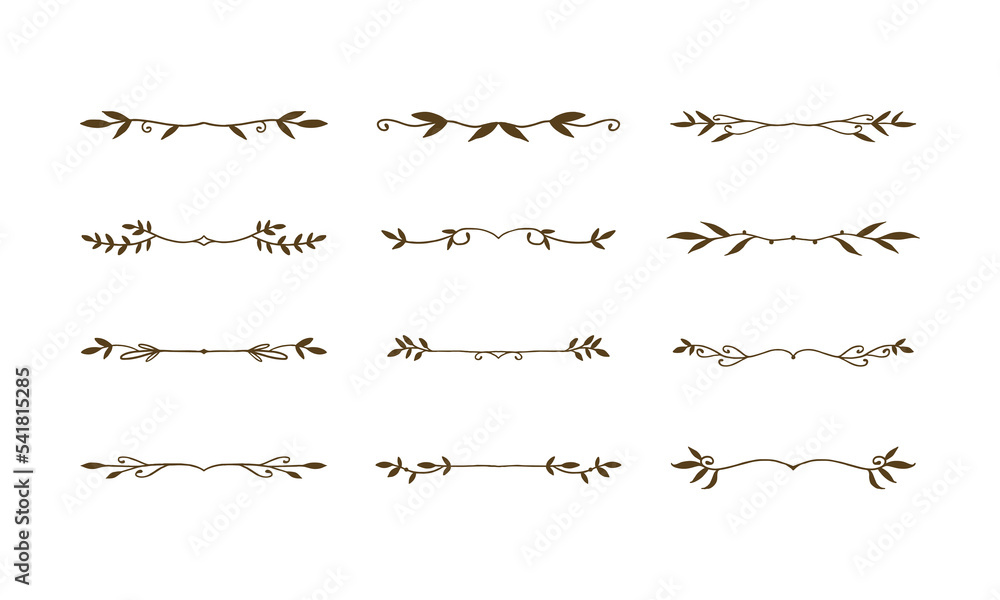 A set of dividers for text in an elegant style. Hand drawn decor set ...
