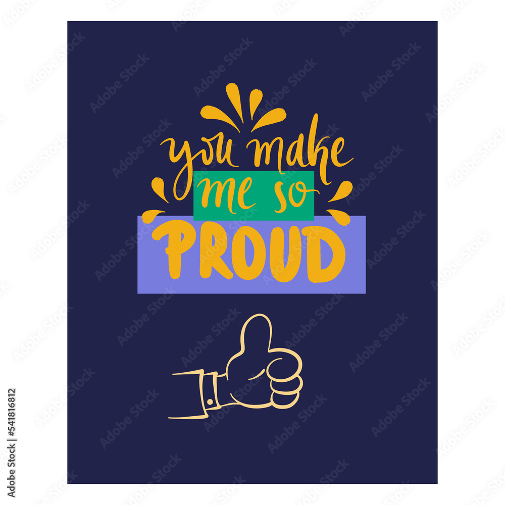 Proud Hand drawn pen calligraphy. Modern line lettering. Positive quote ...