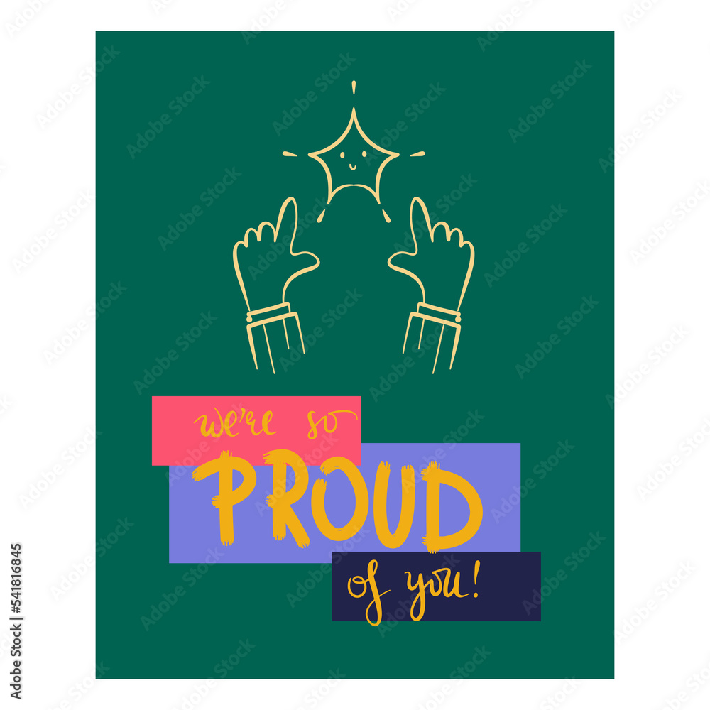 Proud Hand drawn pen calligraphy. Modern line lettering. Positive quote ...