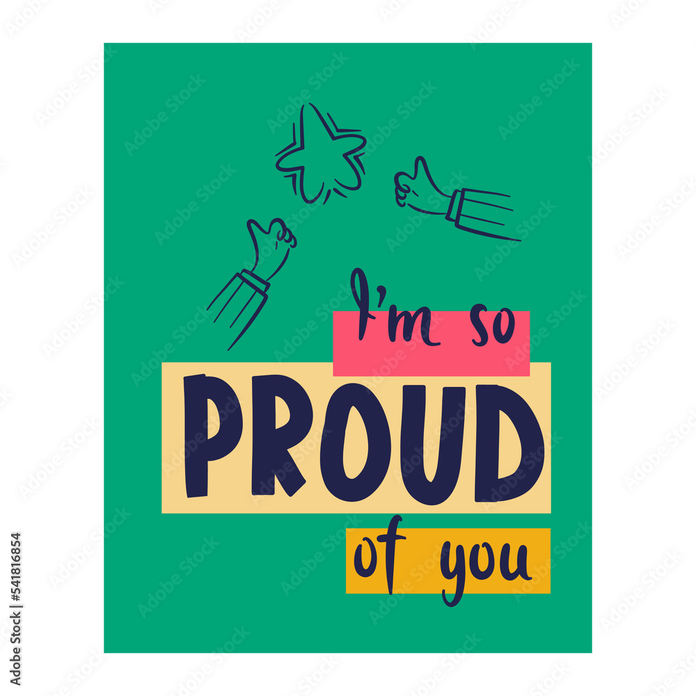 Proud Hand drawn pen calligraphy. Modern line lettering. Positive quote ...