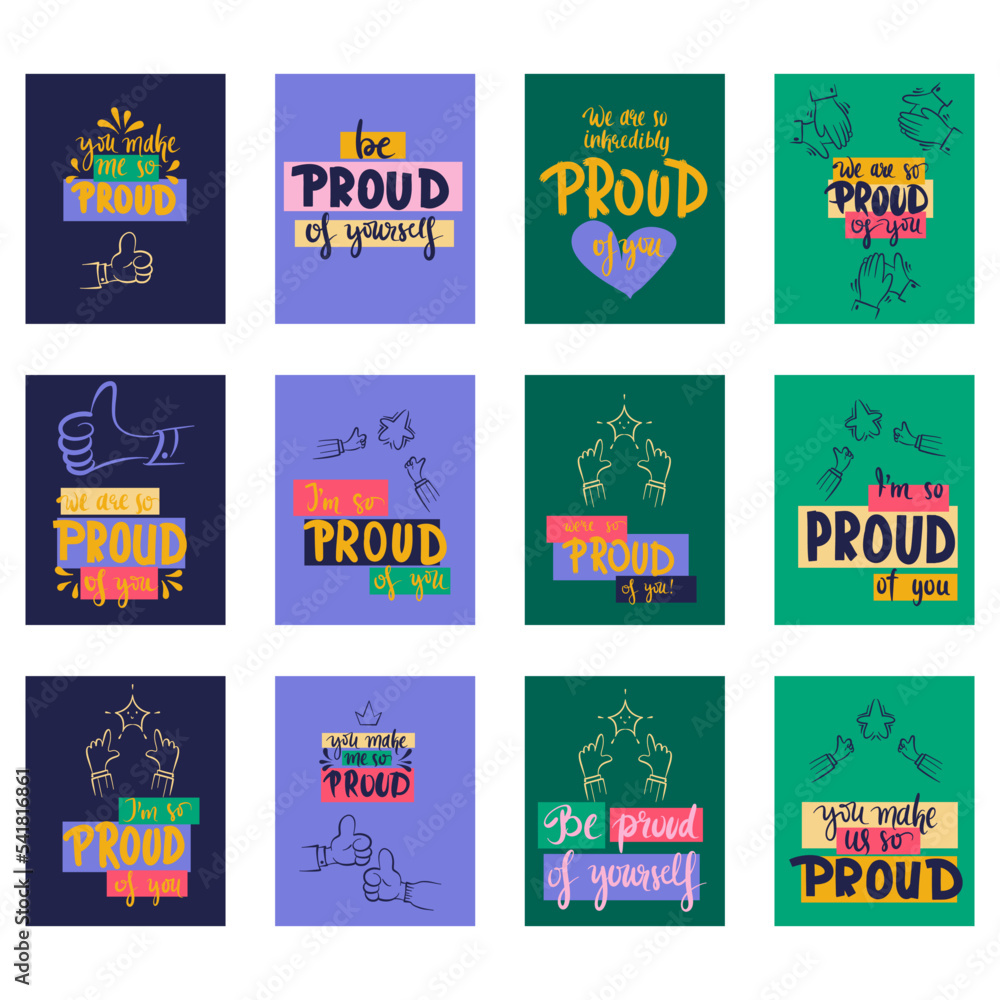 Proud Hand drawn pen calligraphy. Modern line lettering. Positive quote ...