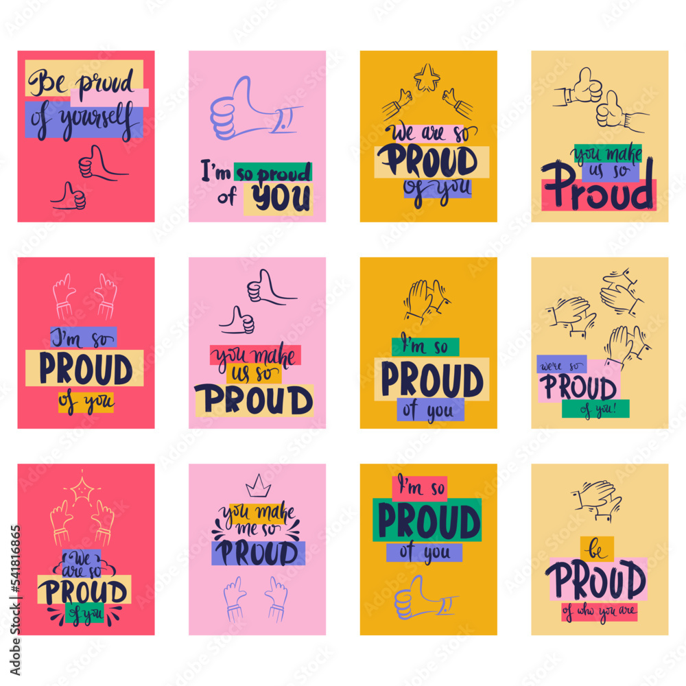 Proud Hand drawn pen calligraphy. Modern line lettering. Positive quote ...