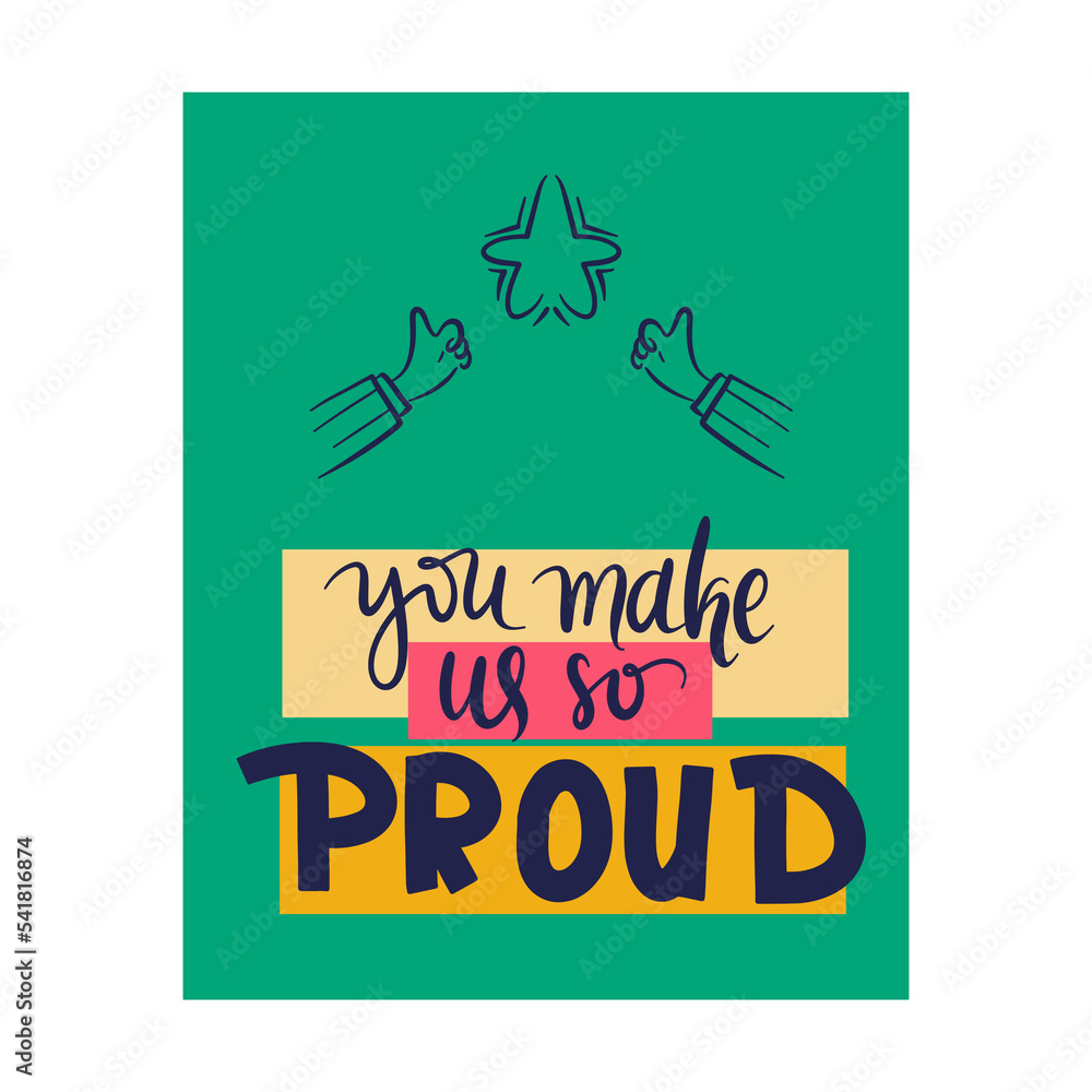 Proud Hand drawn pen calligraphy. Modern line lettering. Positive quote ...