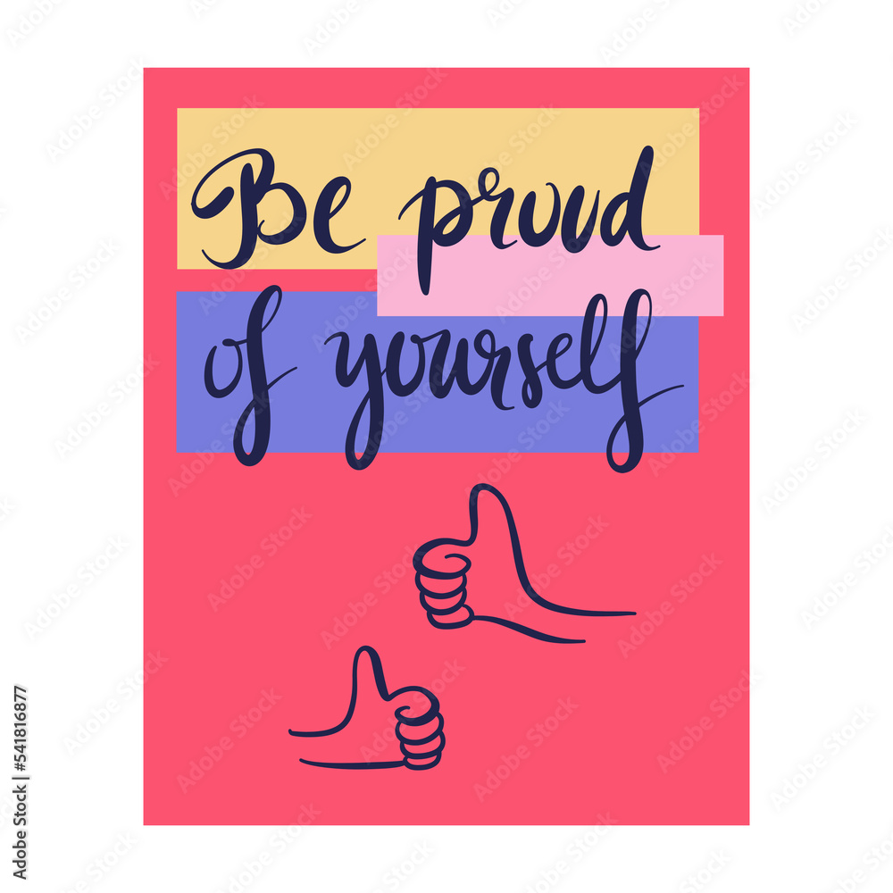 Proud Hand drawn pen calligraphy. Modern line lettering. Positive quote ...