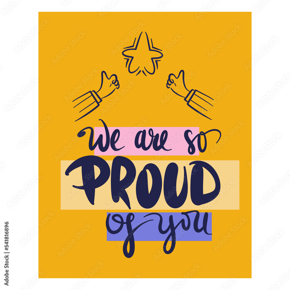 Proud Hand drawn pen calligraphy. Modern line lettering. Positive quote ...
