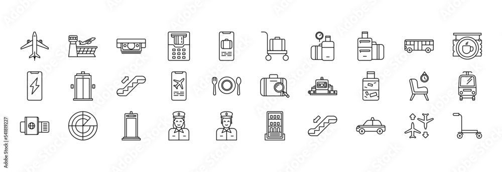 Collection of icons related to Airport and airline, including icons ...