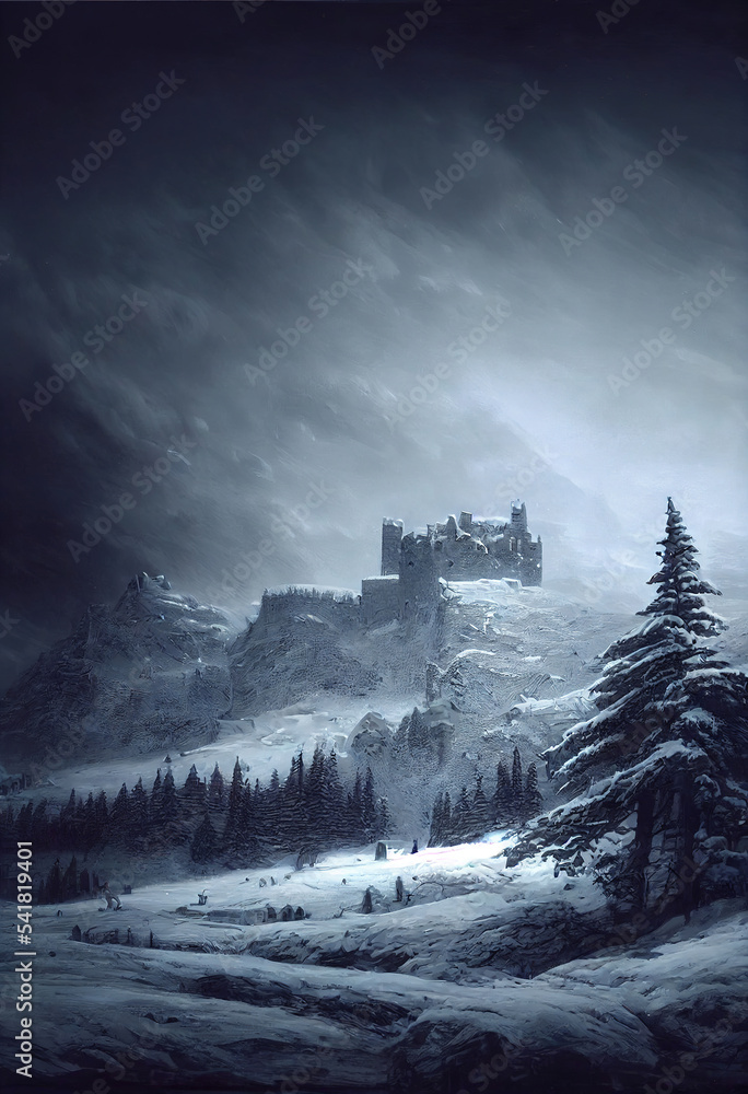 magnificent,large,stronghold,castle, art illustration Stock ...