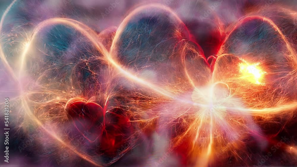 4k concept of 2 hearts of pure energy colliding Stock-Video | Adobe Stock