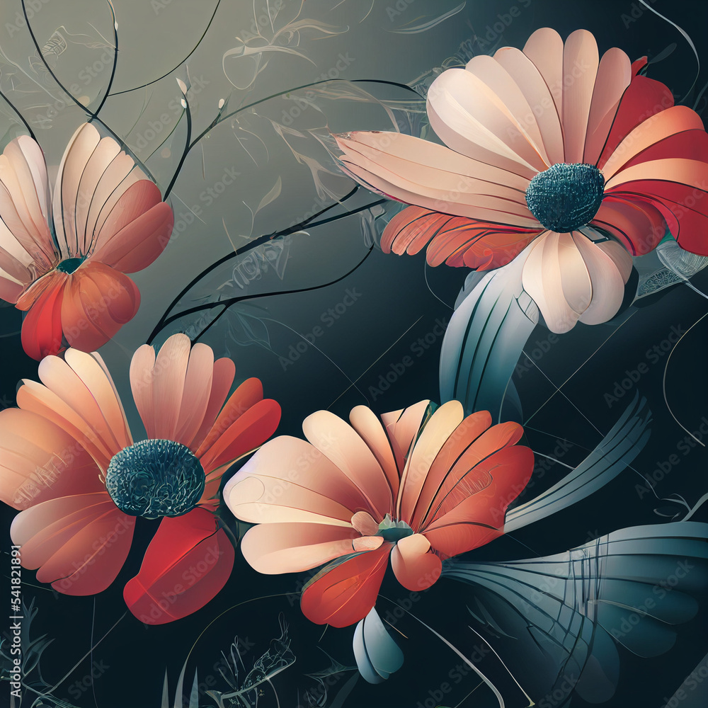 Watercolor hand painted Paisley flower abstract Peony Stock ...