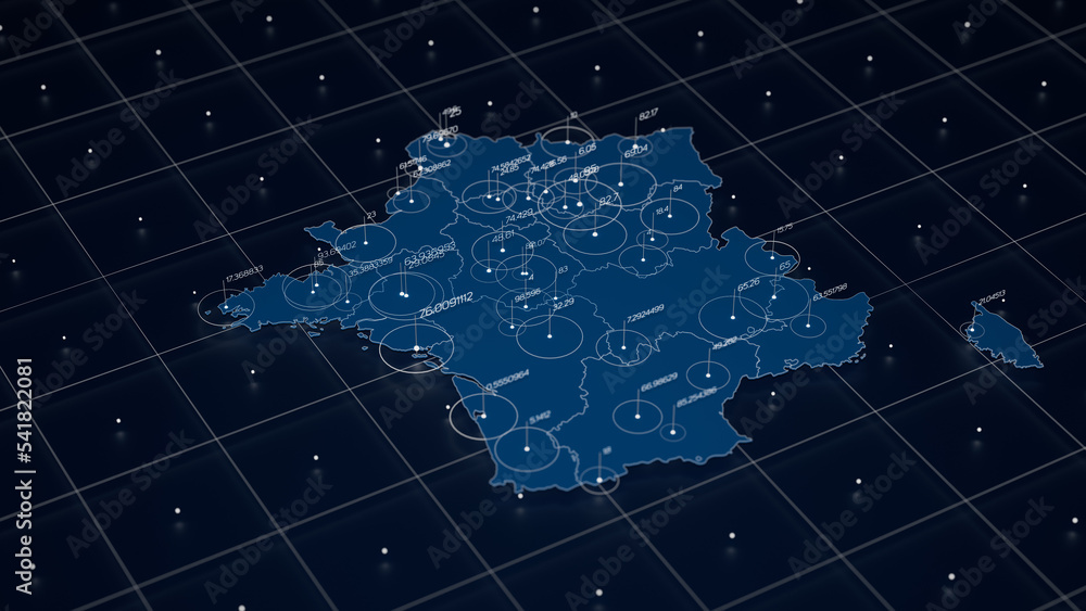 France blue map big data visualization. Futuristic map infographic ...