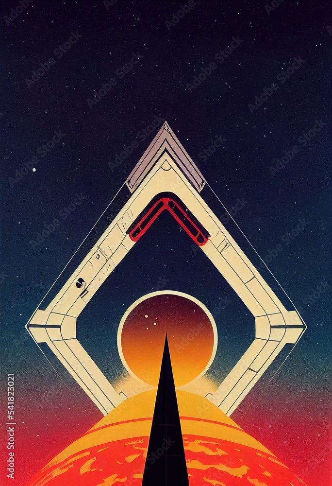Vintage space poster illustrations generated with Artificial ...