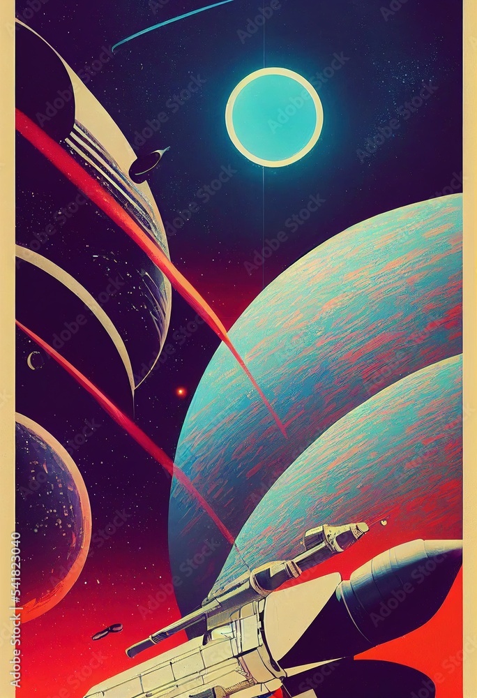 Vintage space poster illustrations generated with Artificial ...