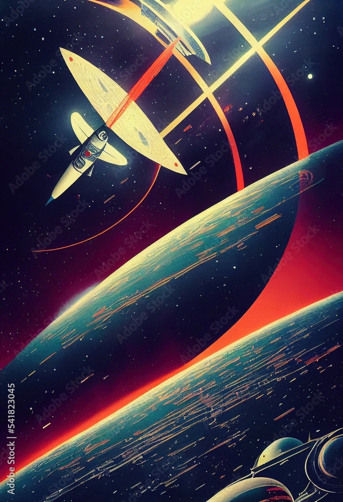 Vintage space poster illustrations generated with Artificial ...