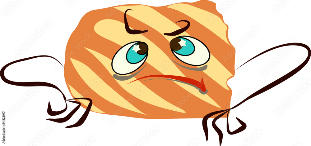 A disgruntled character of half a loaf of bread. A character with ...