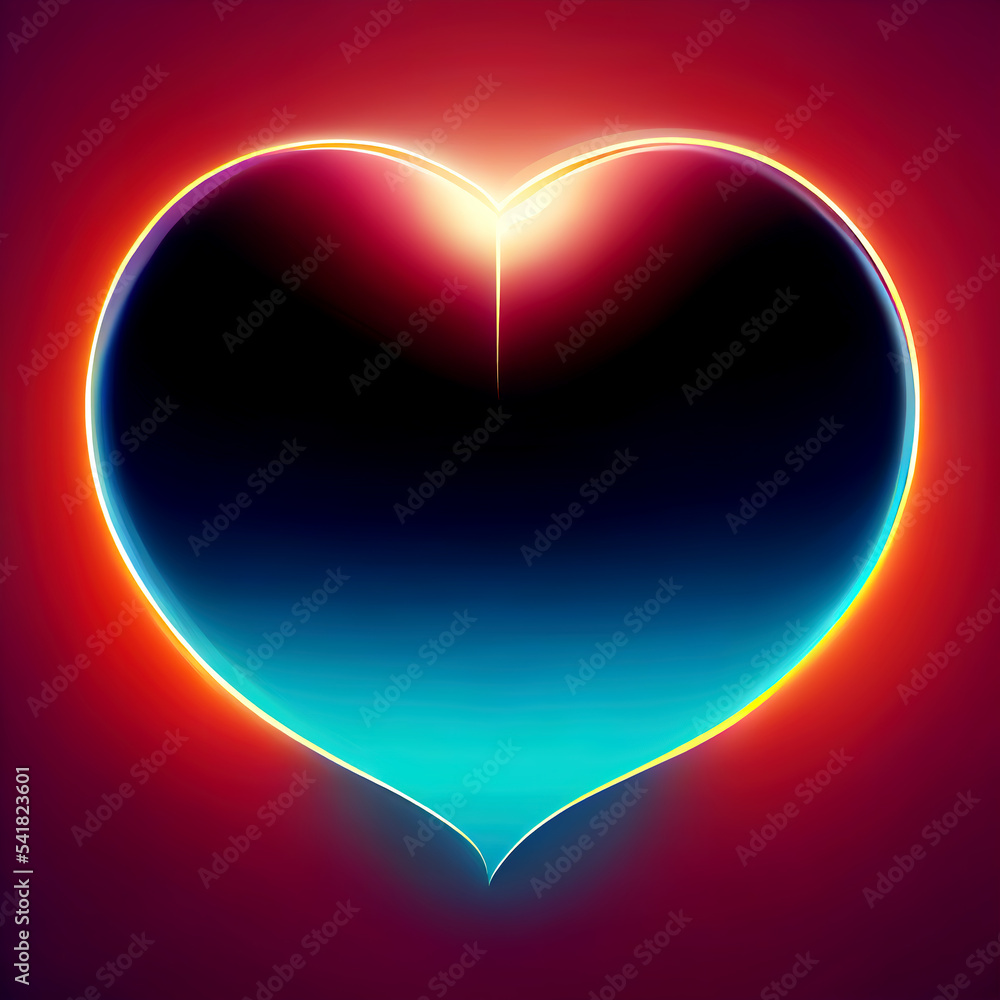 One beautiful heart dark blue gradient. Digital illustration. Stock ...