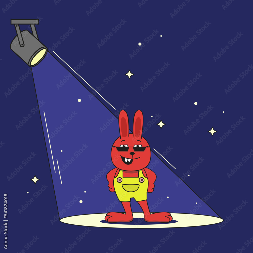 Cartoon red rabbit on the stage in the spotlight. Stock Vector | Adobe ...