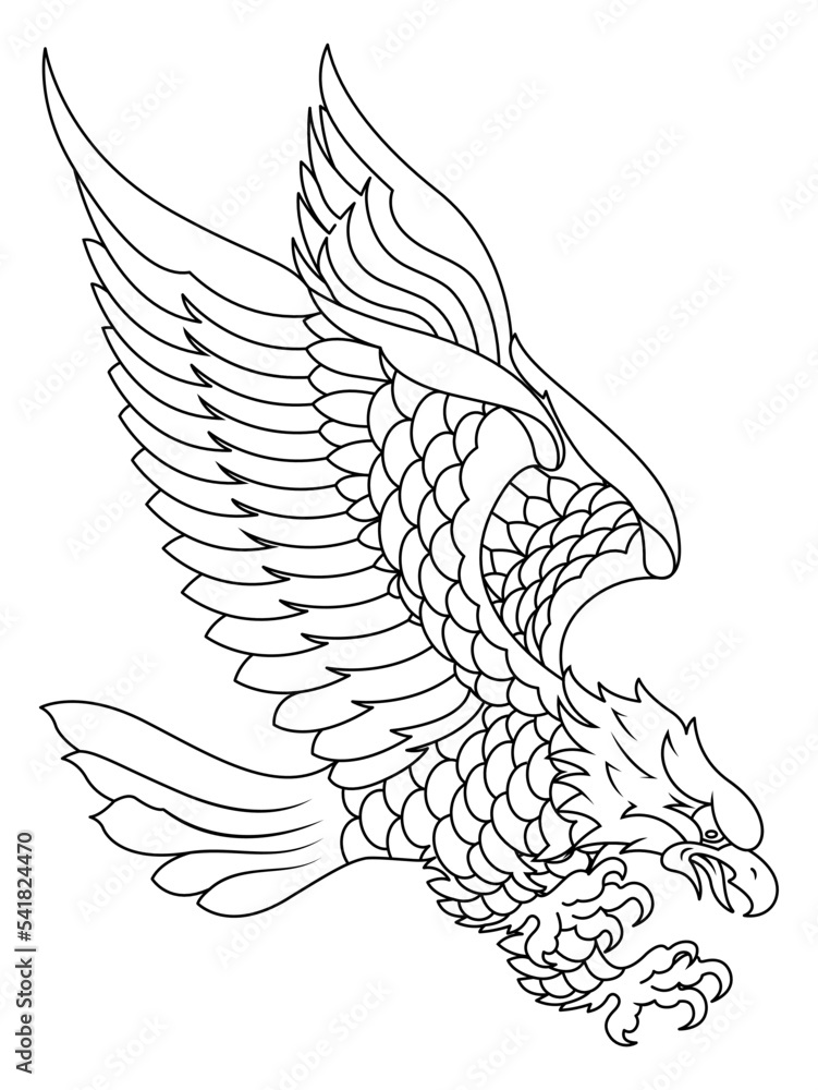 Swooping_Eagle_outline Stock Vector | Adobe Stock