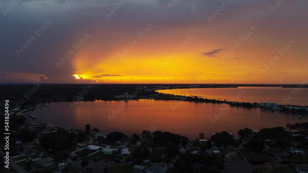 aerial lake Jackson Sebring Florida of the sunset Stock-Foto | Adobe Stock