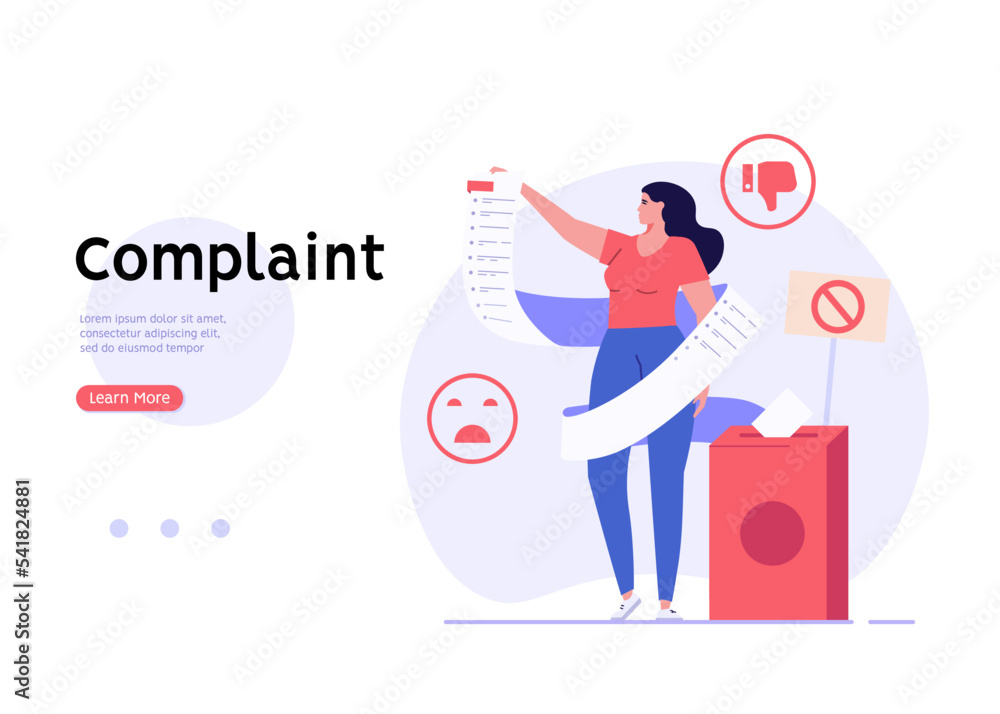User filling complaint form. Client giving negative feedback at rating ...