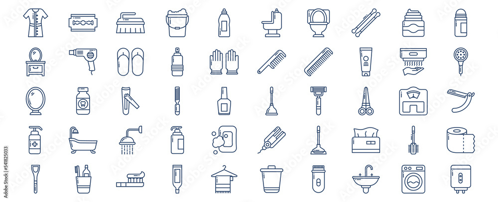 Collection of icons related to Bathroom and toilet accessories ...