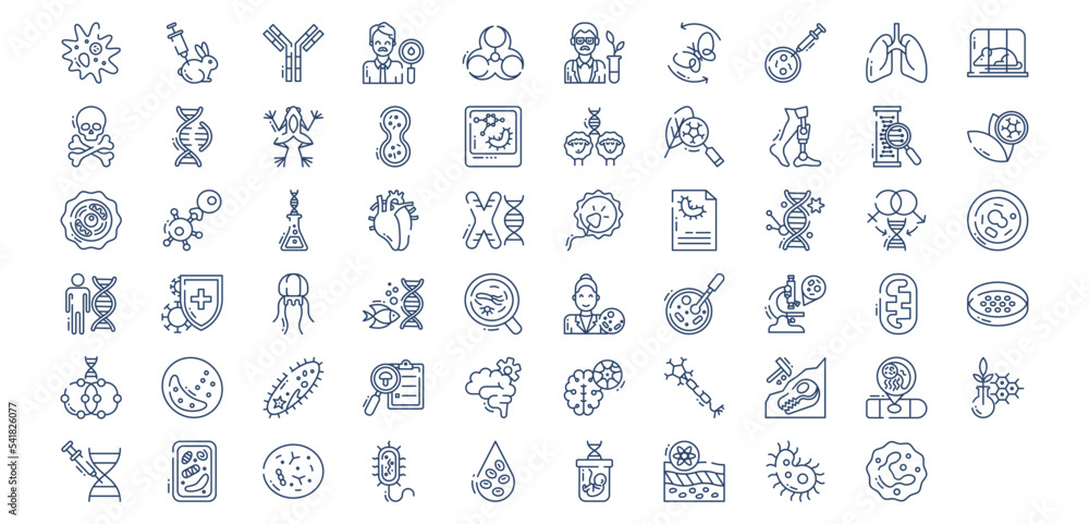 Collection of icons related to Biology and technology, including icons ...