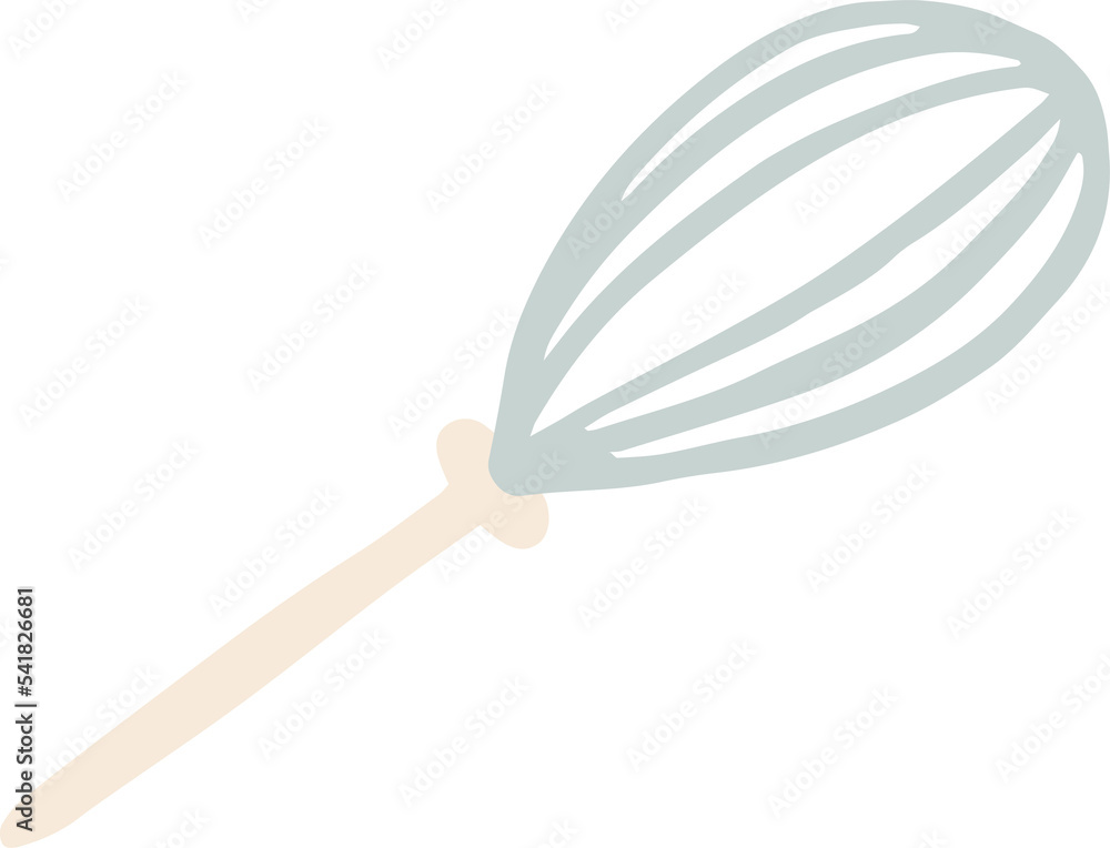 Cute kitchen cooking whisk tool sign icon, png illustration in flat ...