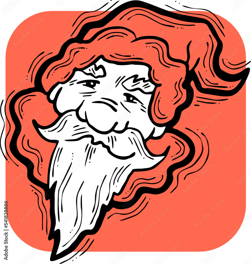 Funny Santa Claus face, hand drawn cartoon character, comic personage ...