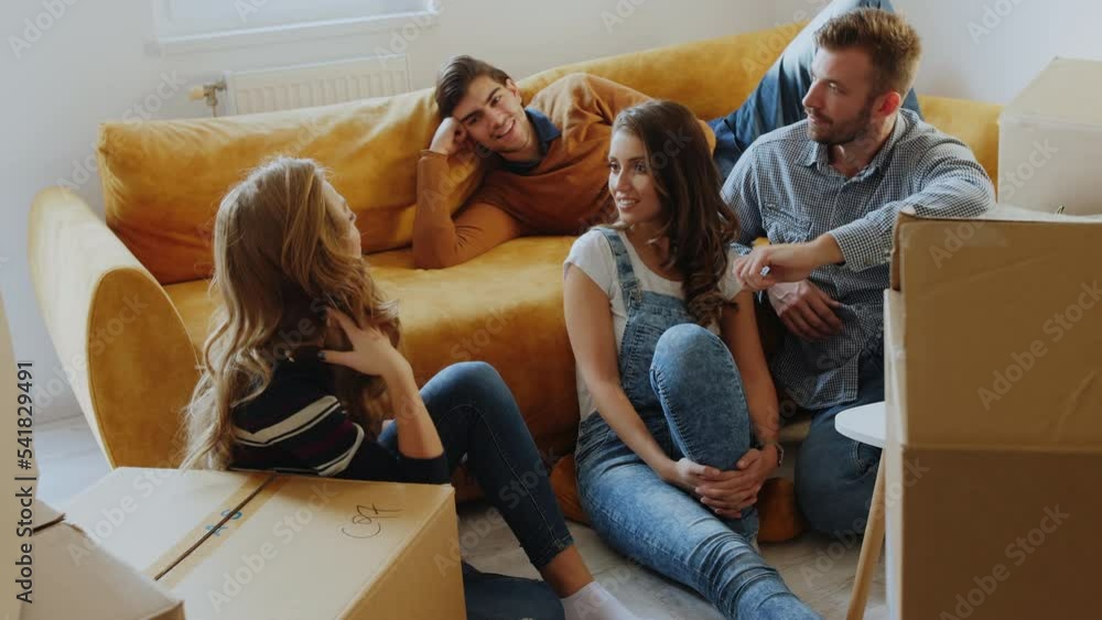 group of friends moving house Stock Video | Adobe Stock