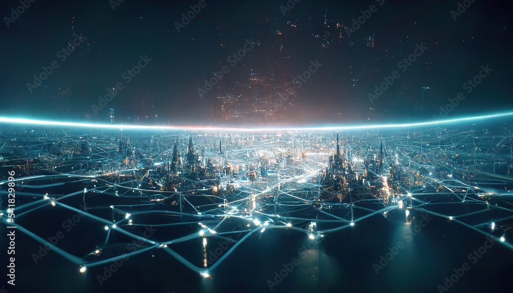 The concept of a high-speed internet connection visualized as cables ...