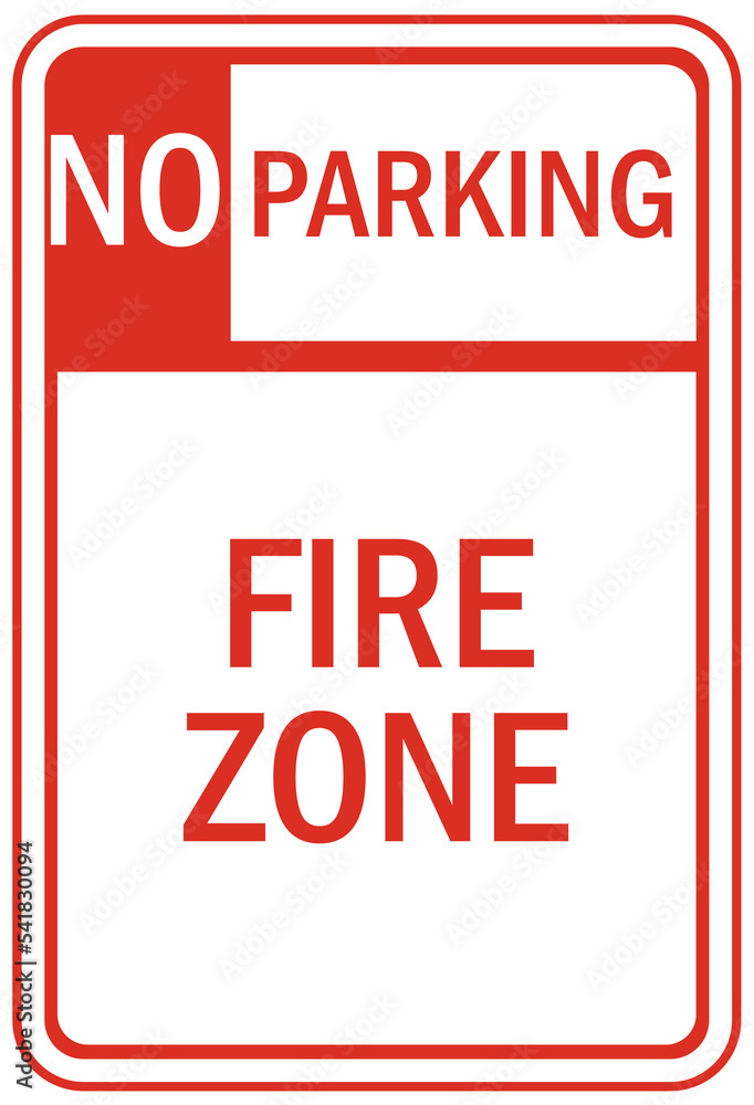 parking sign and labels no parking on fire zonefir station Stock ...