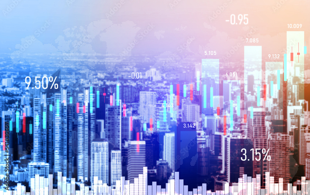 Stock market business concept. Financial graphs and digital indicators ...